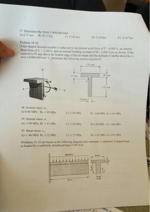 Solved Determine the stress tau absolute max. A) 6.71 ksi | Chegg.com