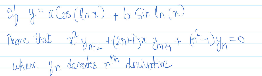 Solved If y=acos(lnx)+bsinln(x) Peare that | Chegg.com