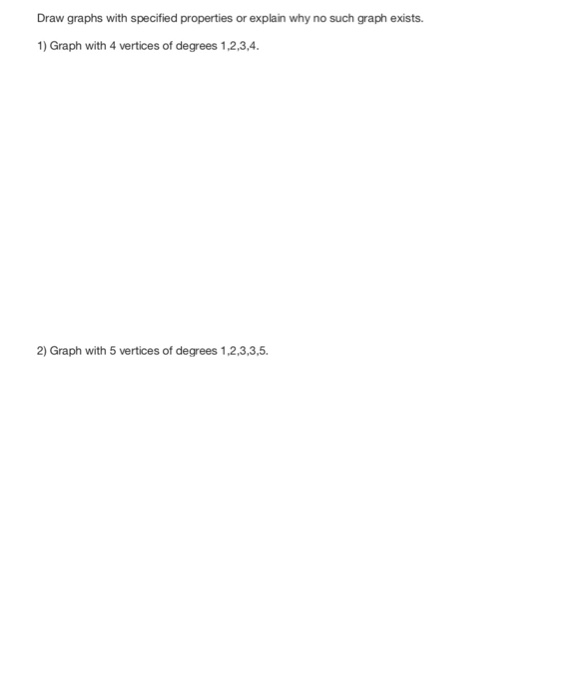 Solved Draw graphs with specified properties or explain why | Chegg.com