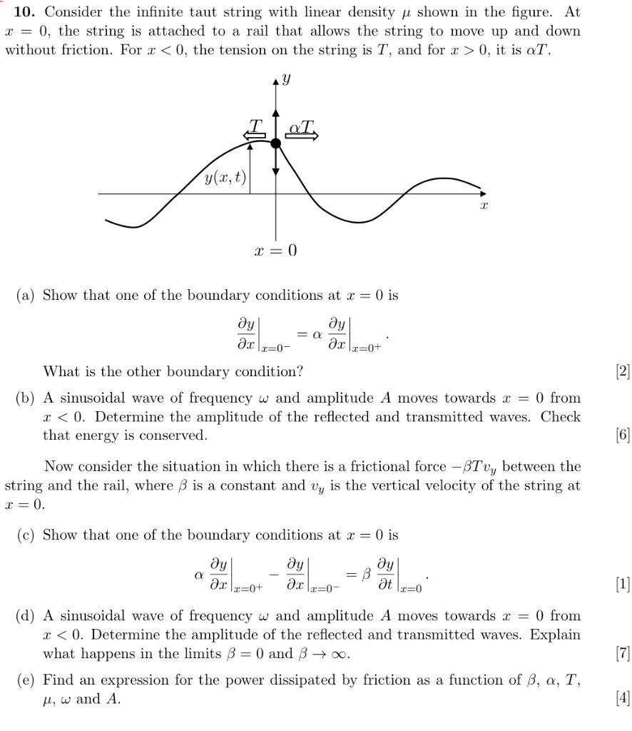 Solved 10. Consider the infinite taut string with linear | Chegg.com