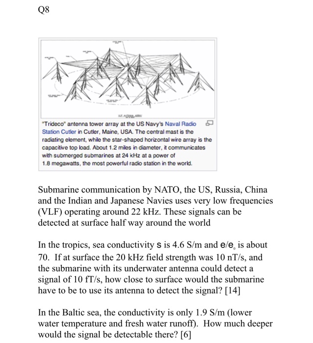 Trideco" antenna tower array at the US Navy's Naval | Chegg.com