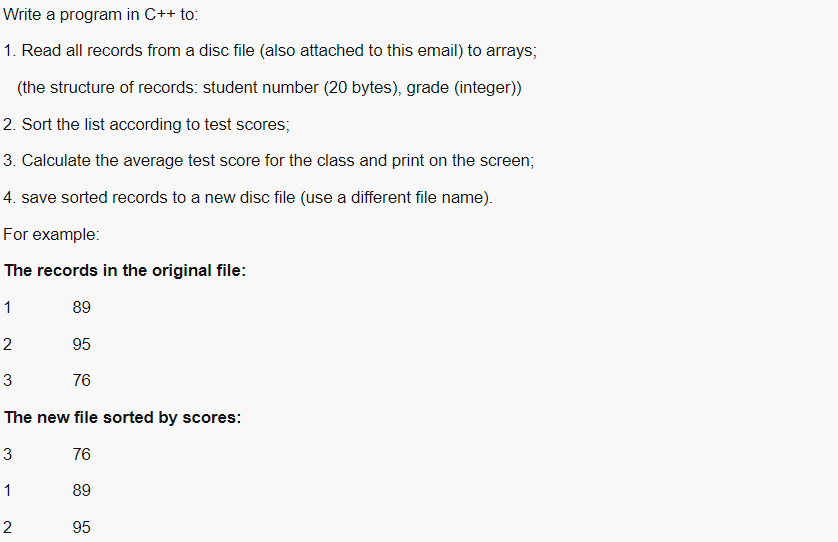 Solved Write a program in C++ to: 1. Read all records from a | Chegg.com