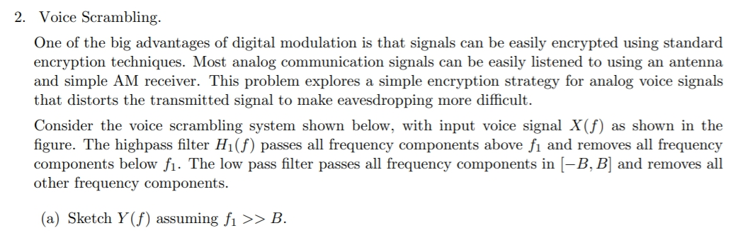 Solved 2. Voice Scrambling. One of the big advantages of | Chegg.com