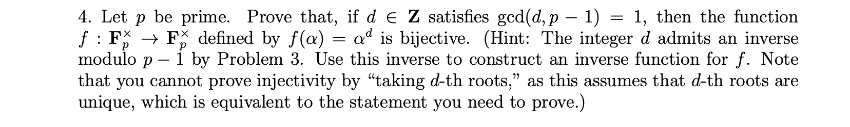 Solved = X р = р 4. Let p be prime. Prove that, if d e Z | Chegg.com