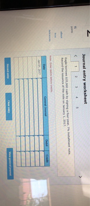 Solved Exercise 14-11 Installment note entries LO C1 On | Chegg.com