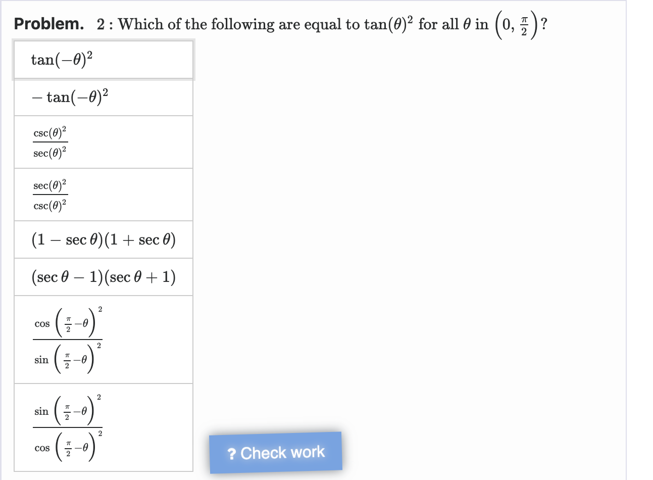 Solved Problem. ?⋅ Which of the following are equal to | Chegg.com