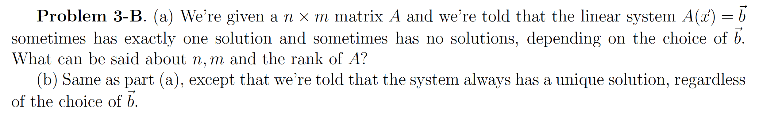 Solved Problem 3-B. (a) We're given a n×m matrix A and we're | Chegg.com