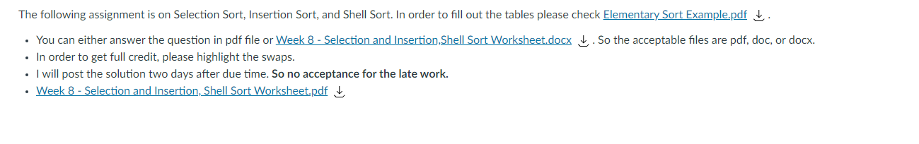Solved The following assignment is on Selection Sort, | Chegg.com