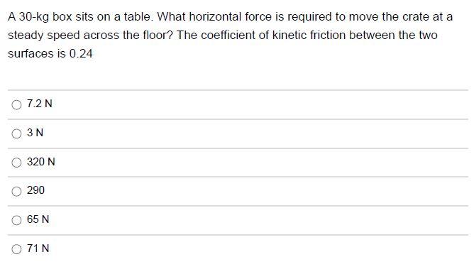 Solved A 30-kg box sits on a table. What horizontal force is | Chegg.com