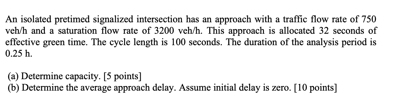 Solved An isolated pretimed signalized intersection has an | Chegg.com