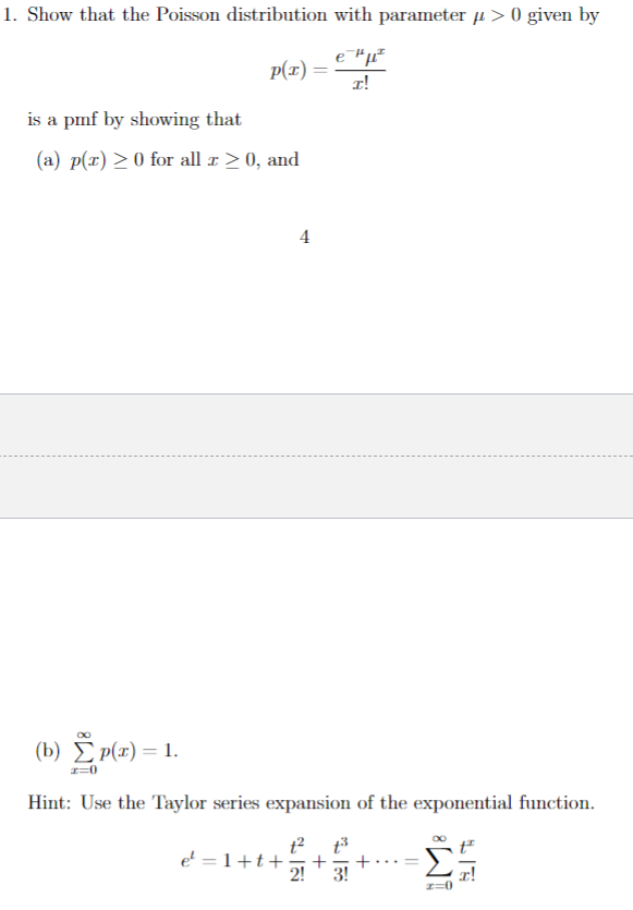 Solved 1. Show that the Poisson distribution with parameter | Chegg.com