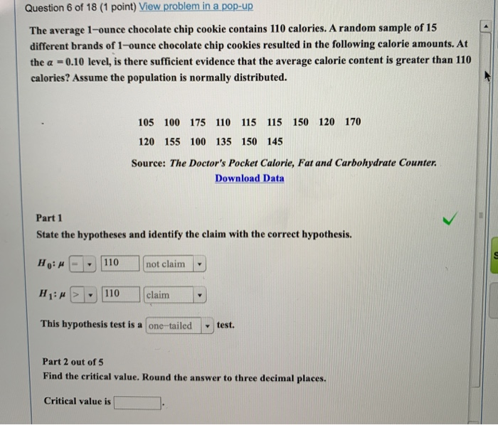 Solved Question 6 of 18 (1 point) View problem in a pop-up | Chegg.com