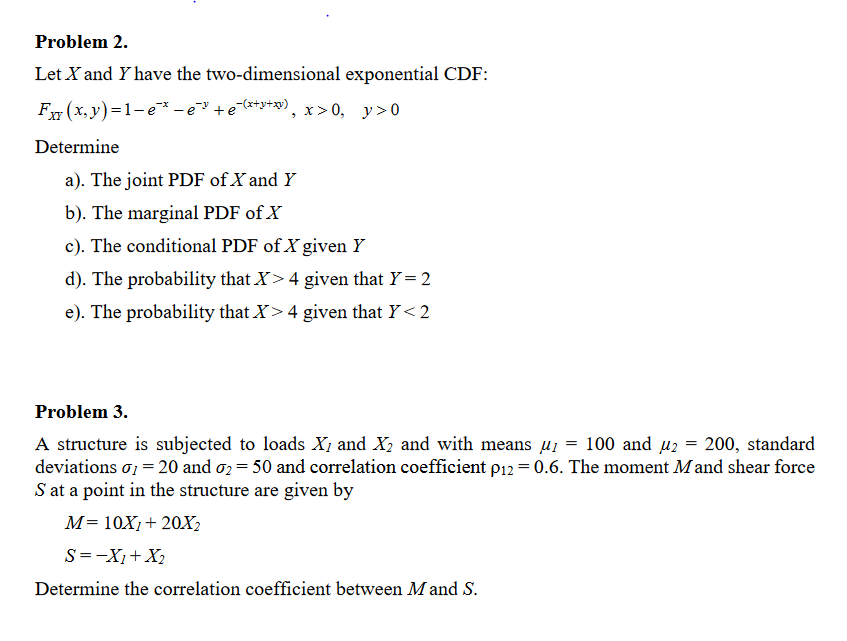 Solved Problem 2. Let X and Y have the two-dimensional | Chegg.com