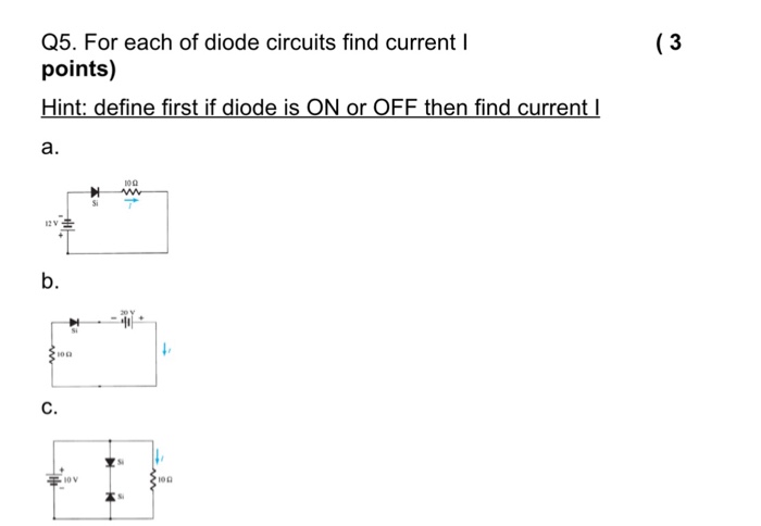 Solved For each of diode circuits find current I | Chegg.com