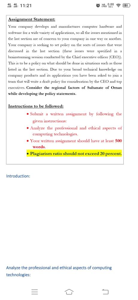 Solved Assignment Statement: Your company develops and | Chegg.com