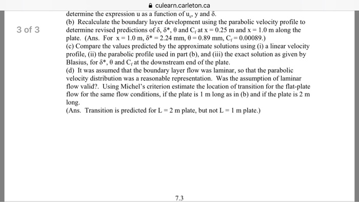 Solved culearn.carleton.ca Consider again the boundary layer | Chegg.com