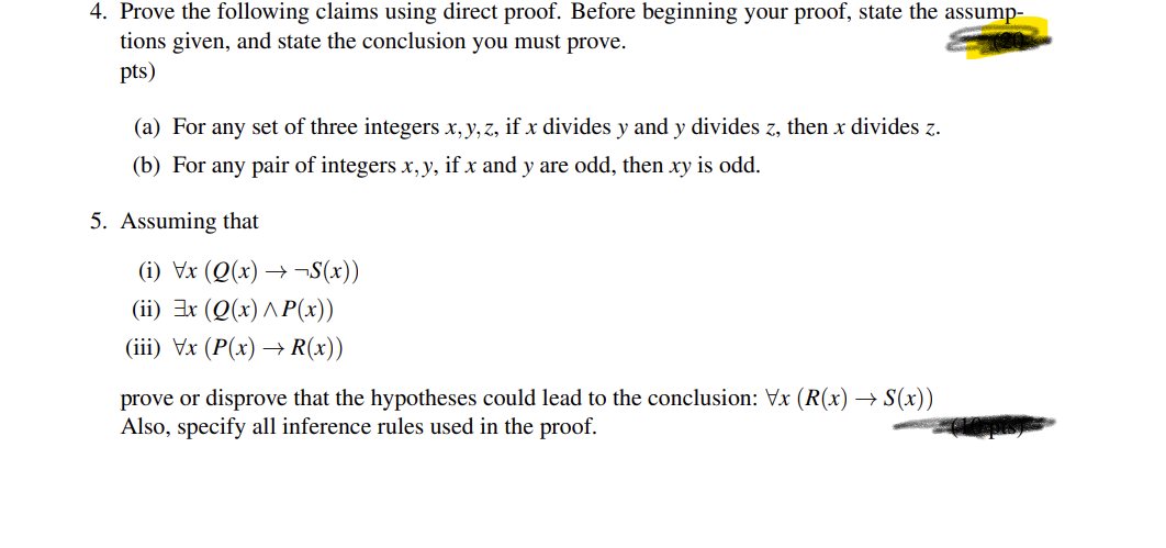 Solved 4. Prove the following claims using direct proof. | Chegg.com