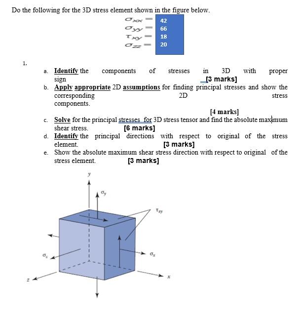 Solved Do the following for the 3D stress element shown in | Chegg.com