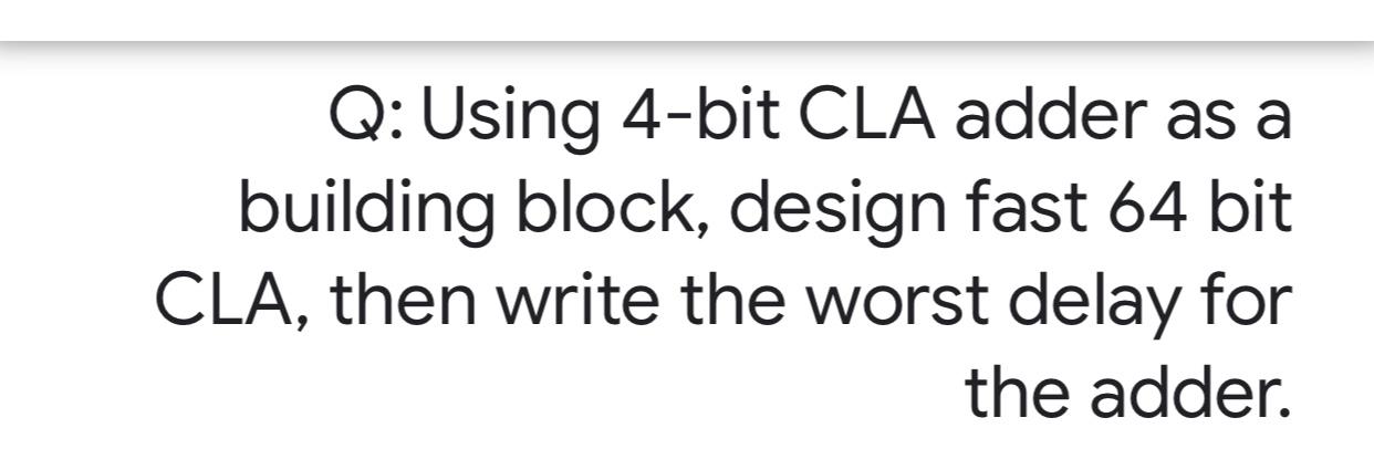 Solved Q: Using 4-bit CLA adder as a building block, design | Chegg.com