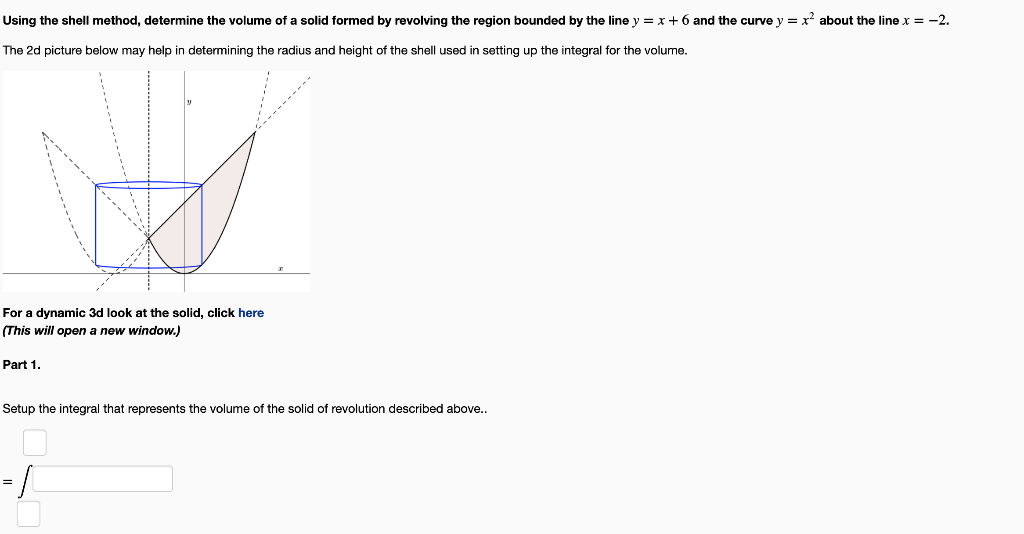 Solved Using the shell method, determine the volume of a | Chegg.com