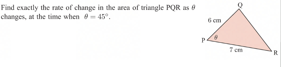Solved Find exactly the rate of change in the area of | Chegg.com