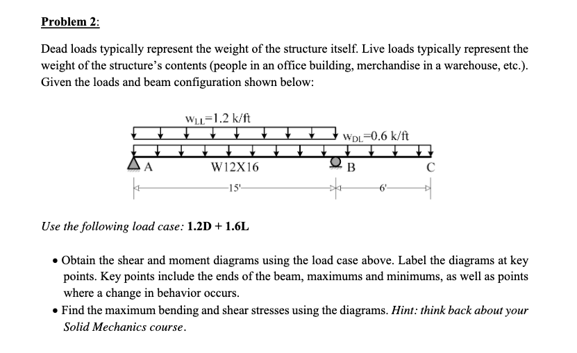 Solved Problem 2: Dead loads typically represent the weight | Chegg.com