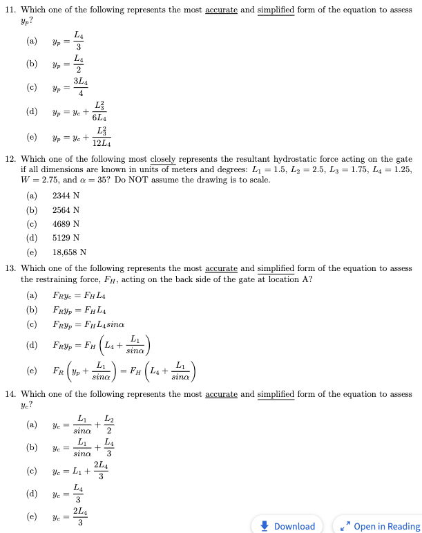 Solved Consider a triangular gate of height L4 and base L3 | Chegg.com