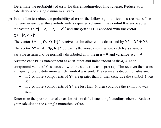 Determine the probability of error for this | Chegg.com