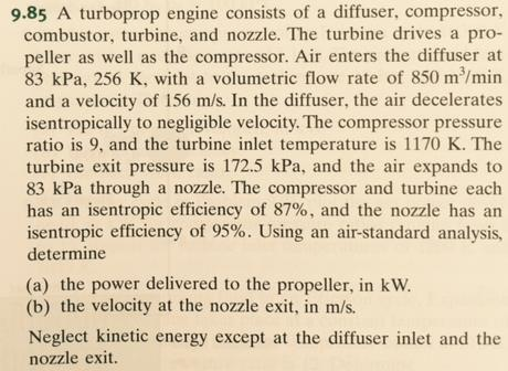 Solved 9.85 A turboprop engine consists of a diffuser, | Chegg.com