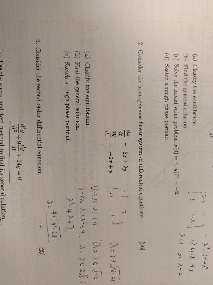 Solved S-A -1 =: (a) Classify the equilibrium. 3 1-A (b) | Chegg.com