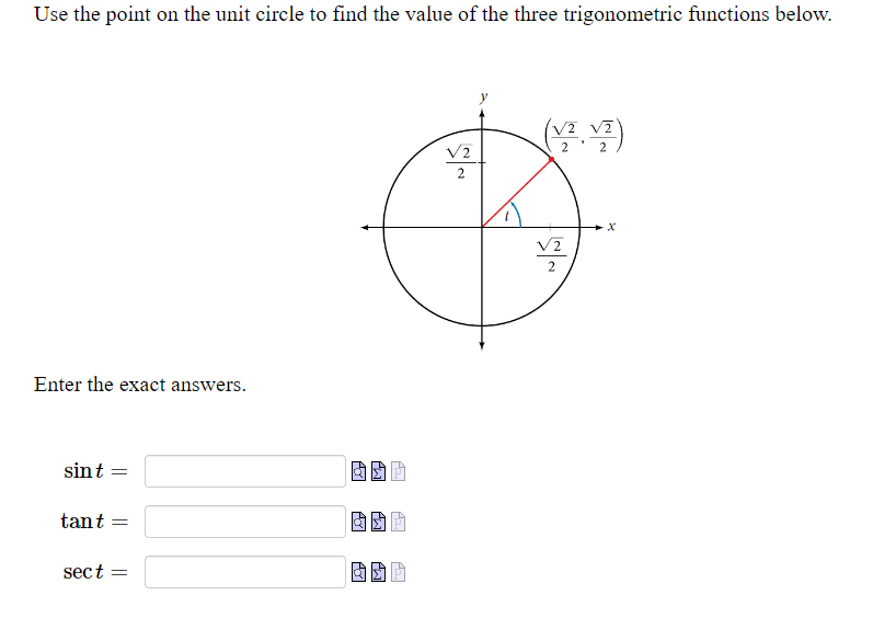 Solved Use the point on the unit circle to find the value of | Chegg.com
