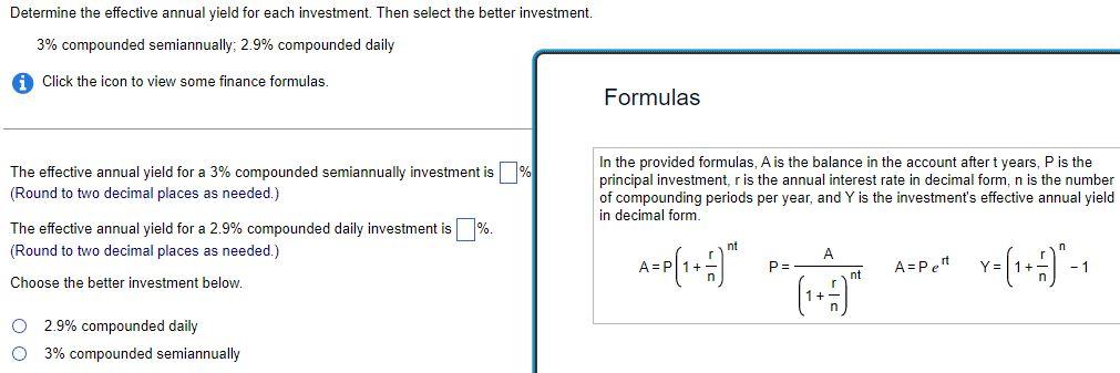 Solved Click the icon to view some finance formulas. | Chegg.com