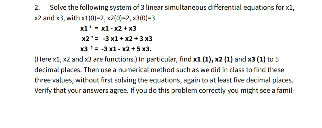 Solved Solve the following system of 3 linear simultaneous | Chegg.com