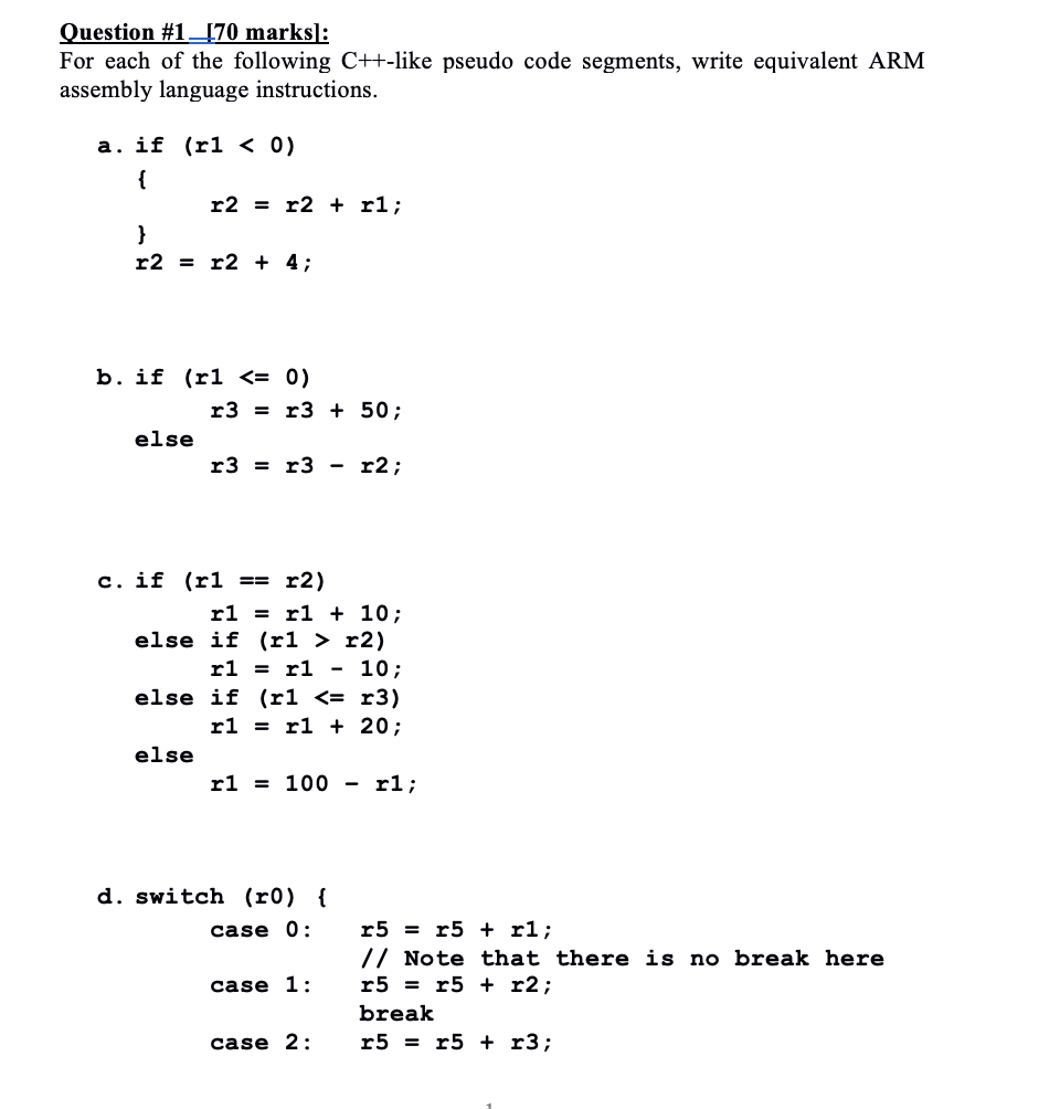 Solved Question #1_170 marks: For each of the following | Chegg.com
