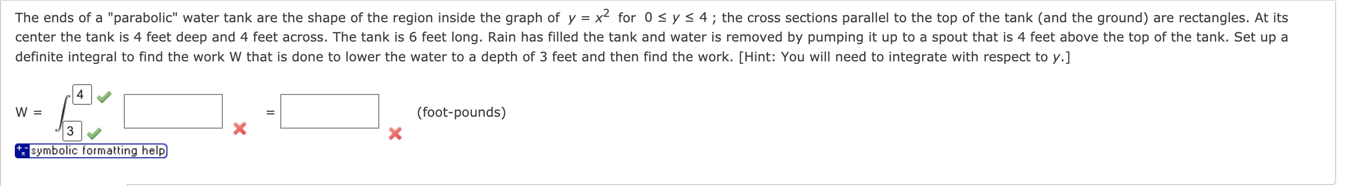 Solved The ends of a "parabolic" water tank are the shape of | Chegg.com