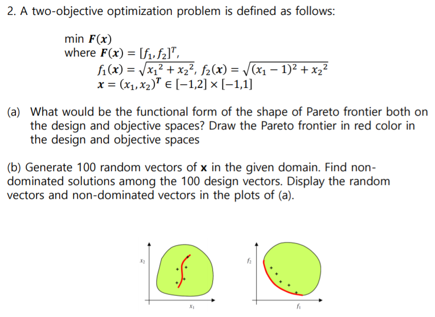 2. A two-objective optimization problem is defined as | Chegg.com