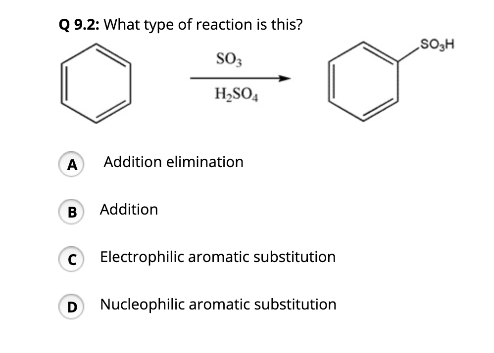 Solved Q 9.2: What type of reaction is this? SO3H SO3 H2SO4 | Chegg.com