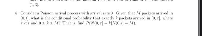 Solved 8. Consider a Poisson arrival process with arrival | Chegg.com