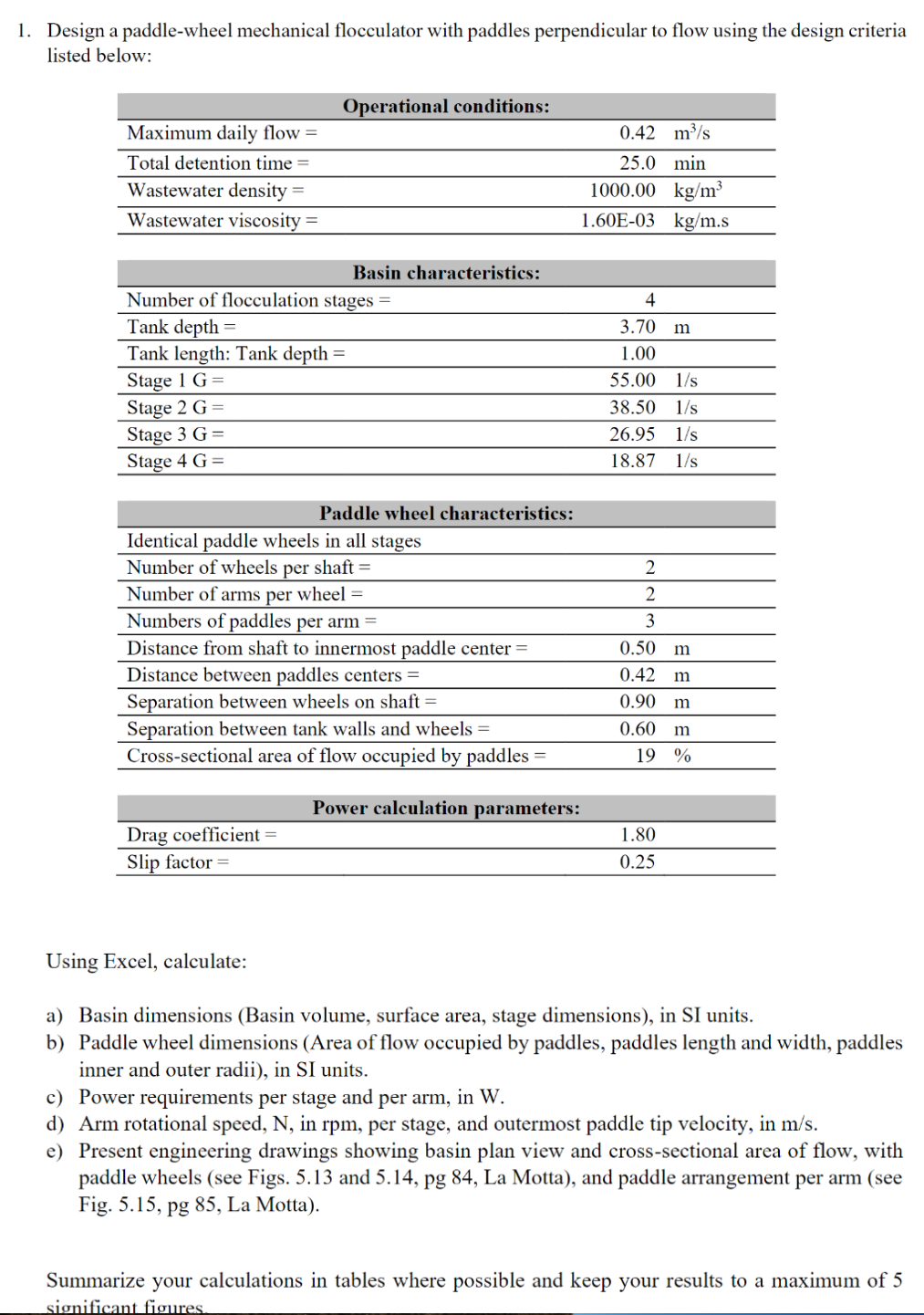 1. Design a paddle-wheel mechanical flocculator with | Chegg.com