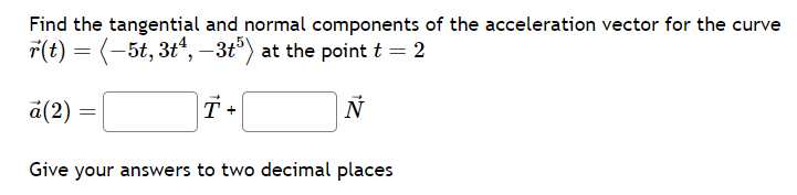 Solved Find the tangential and normal components of the | Chegg.com