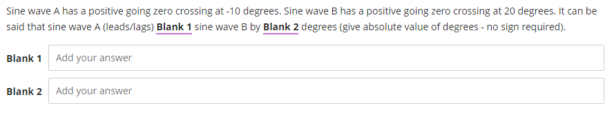 Solved Sine wave A has a positive going zero crossing at -10 | Chegg.com