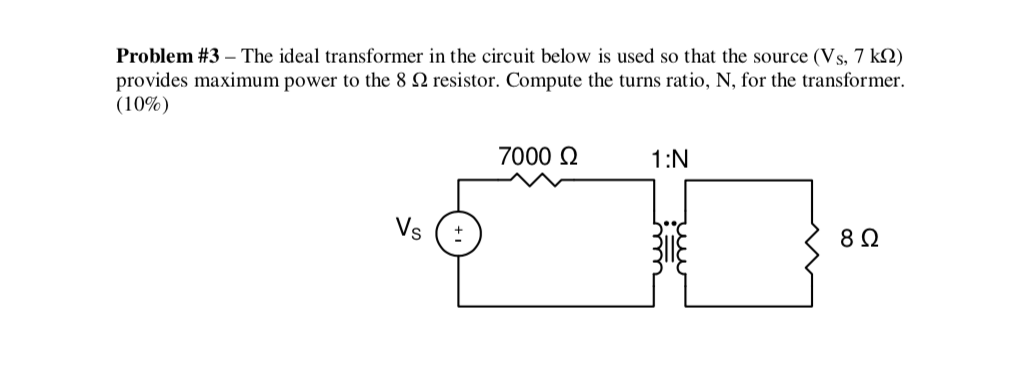 Solved Problem #3 - The ideal transformer in the circuit | Chegg.com