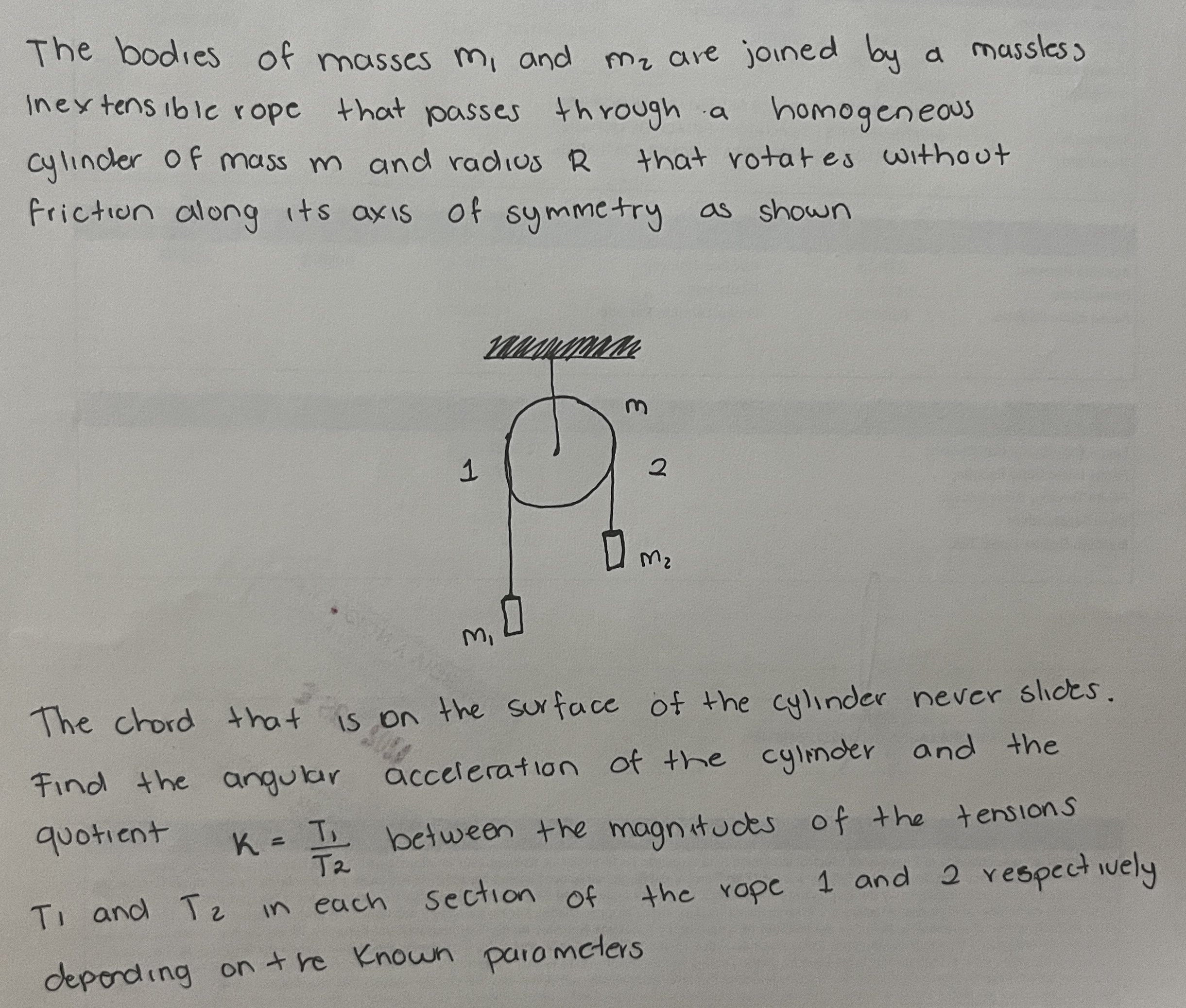 Solved The bodies of masses m1 and m2 are joined by a | Chegg.com