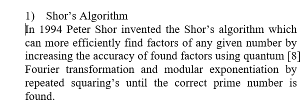 Solved 1) Shor's Algorithm In 1994 Peter Shor invented the | Chegg.com