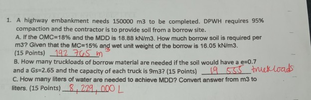 Solved OMC = Optimum Moisture Content MDD= Maximum Dry | Chegg.com