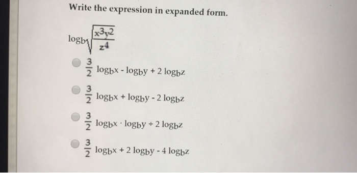 Solved Write the expression in expanded form. Log_b | Chegg.com