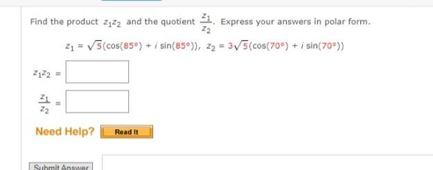 Solved Find the product z1z2 and the quotient z2z1. Express | Chegg.com