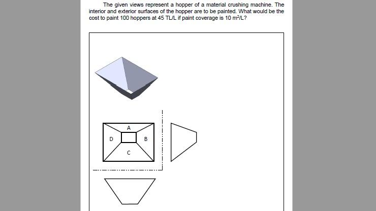 Solved The given views represent a hopper of a material | Chegg.com