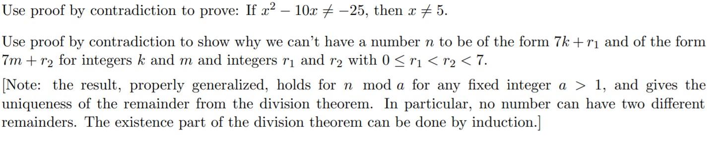 Solved Use proof by contradiction to prove: If x2 – 10x + | Chegg.com