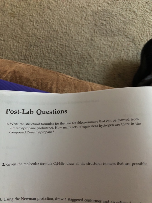 Solved Post-Lab Questions 1. Write the structural formulas | Chegg.com